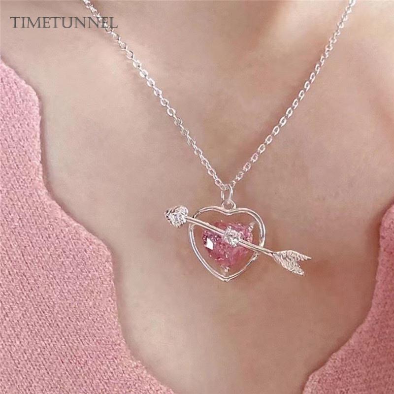 Dulce Cupido Corazón Collares Lindo Rosa Diamante Colgante Collar Mujer ...