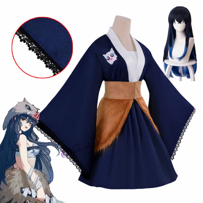 Anime Demon Slayer Hashibira Inosuke Disfraz De Cosplay Femenino Kimono ...