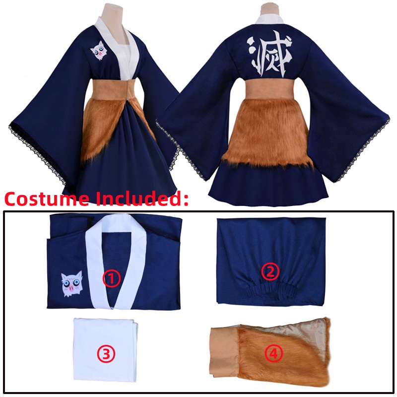 Anime Demon Slayer Hashibira Inosuke Disfraz De Cosplay Femenino Kimono ...