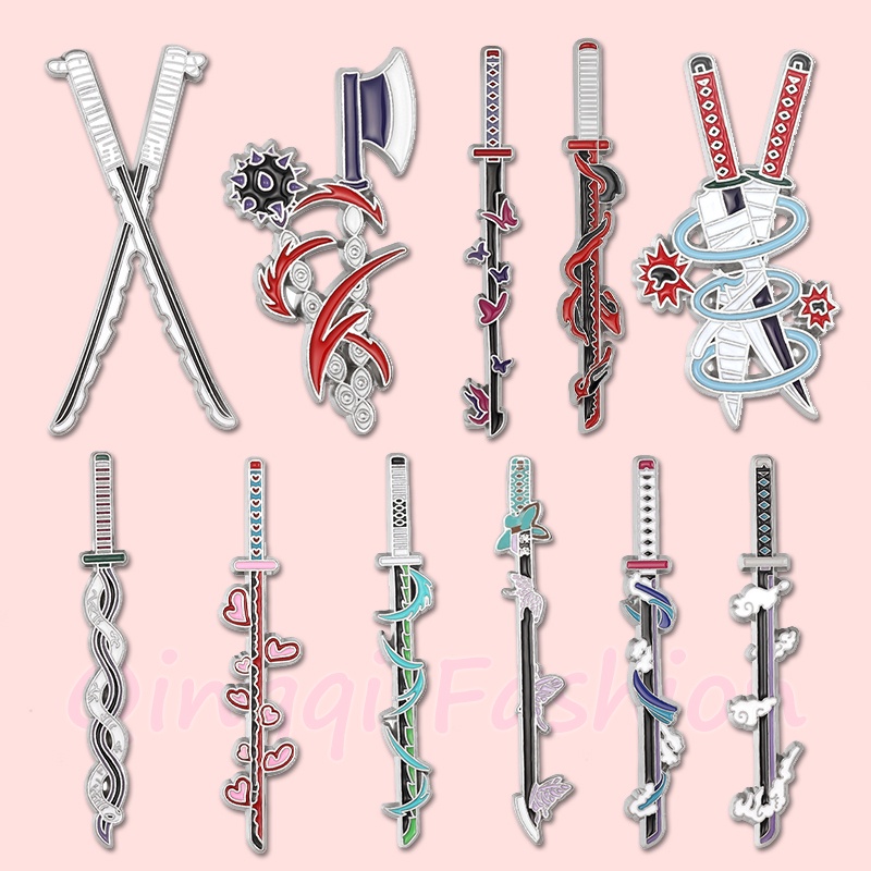 Demon Slayer Esmalte Pines Anime Espada Japonesa Broche De Metal ...