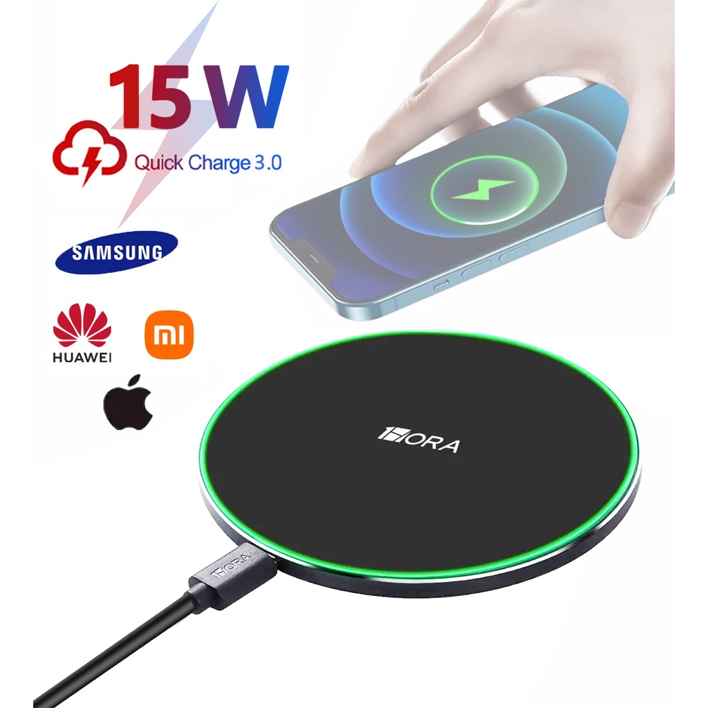 1Hora Cargador Inalámbrico Carga Rápida 15W QC 3.0/PD LED Rápido 1 Hora ...