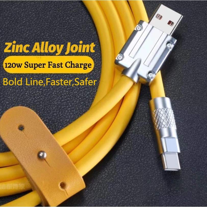 120W 6A Cable De Silicona Líquida Súper Rápido Tipo C Carga Rápida USB Negrita Línea De Datos ...