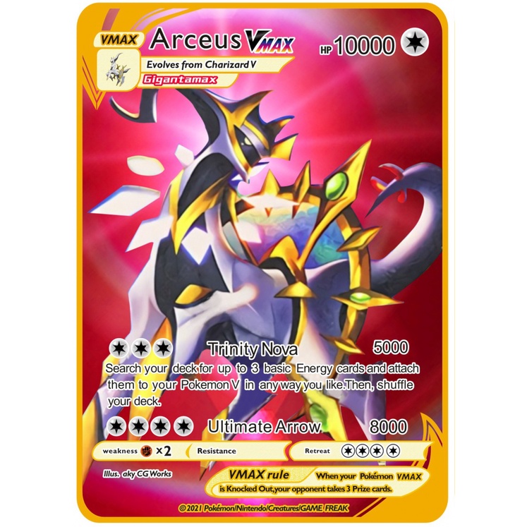 Pokemon Tarjetas De Metal Inglés 10000HP Arceus Vmax YU GI OH Pikachu ...
