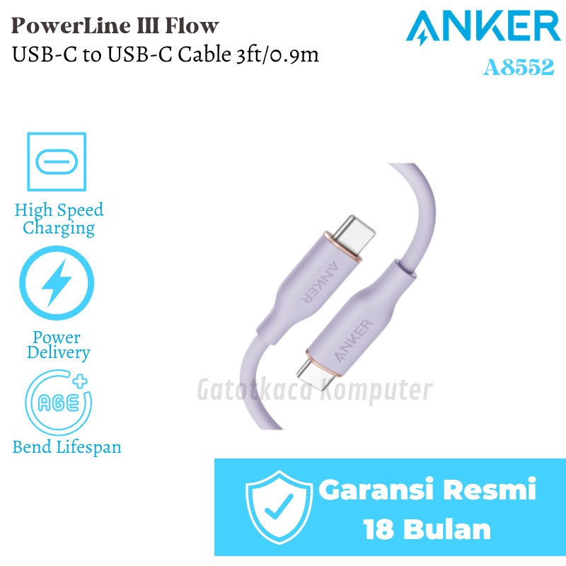 Cable de datos Anker Powerline III Flow Cable USB tipo C a C 3ft A8552 | Shopee México