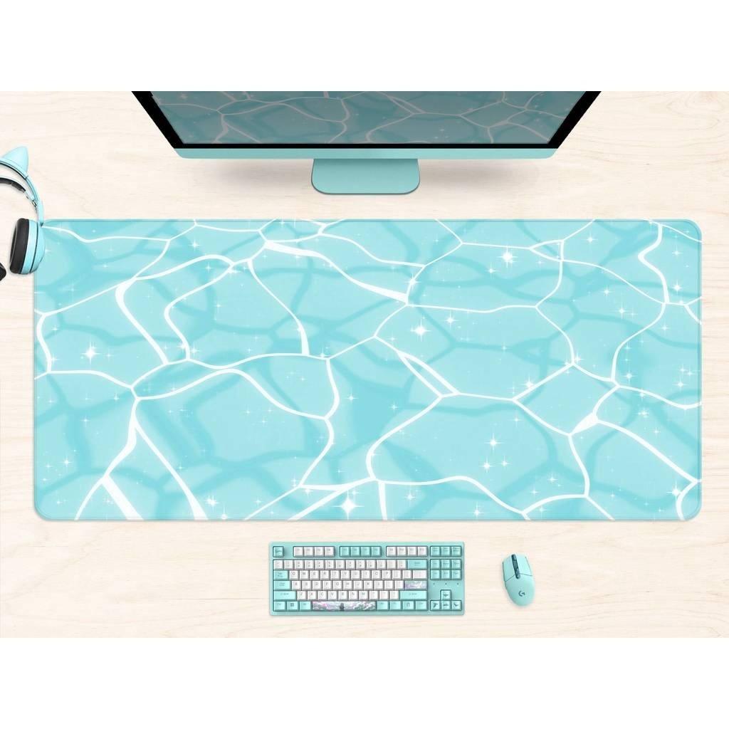Anime Desk Mat Wave , Turquesa/Cian Mouse Pad Kawaii , Linda Estética ...