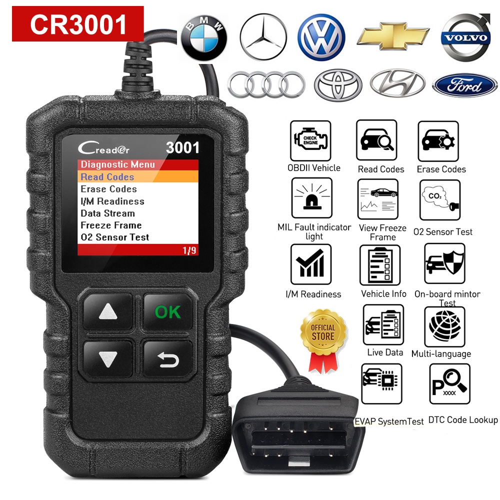 LAUNCH X431 CR3001 Auto Full OBD2 Lector de código Escáner Creader 3001 ...