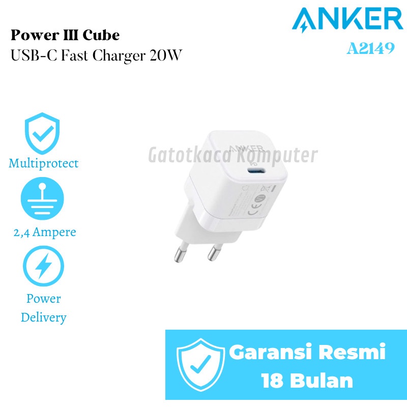 Cargador de pared Anker PowerPort III 20W Cube Head Charger Anker A2149 ...