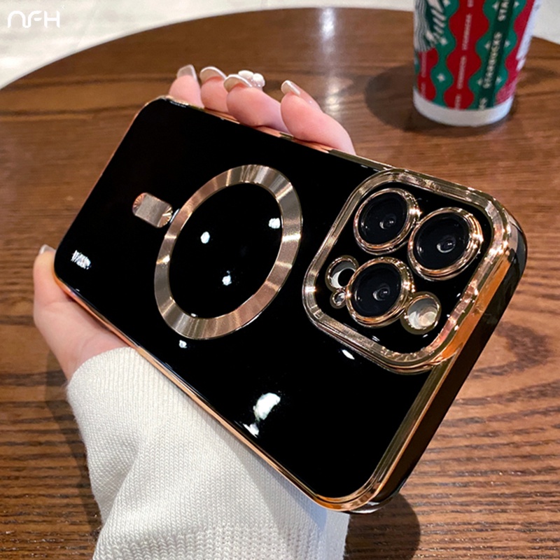 Para iPhone 14 Pro Max Lujo Magsafe Magnético Cuadrado Chapado Marco De ...