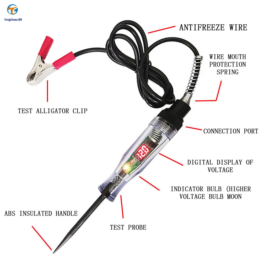 UIUO Probador De Circuito De Voltaje De Coche Camión Auto 6V 12V 24V ...