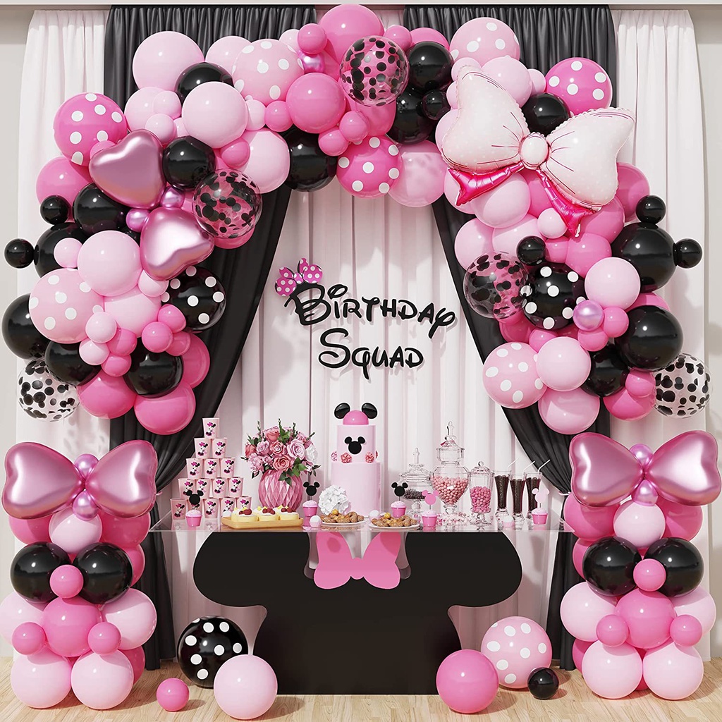 Kit De Arco De Guirnalda De Globos Rosa Disney Minnie Mouse Tema Fiesta ...
