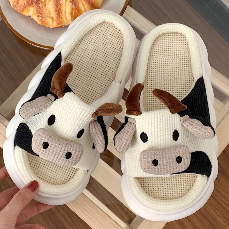 [Envío en 24 horas]Hermosas Sandalias De Vaca De Lino Zapatillas De ...