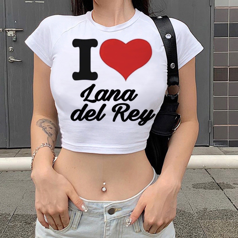 i Love Lana Del Rey 90s cyber y2k 2000s crop top girl Estética fairycore manga hippie Camisetas ...
