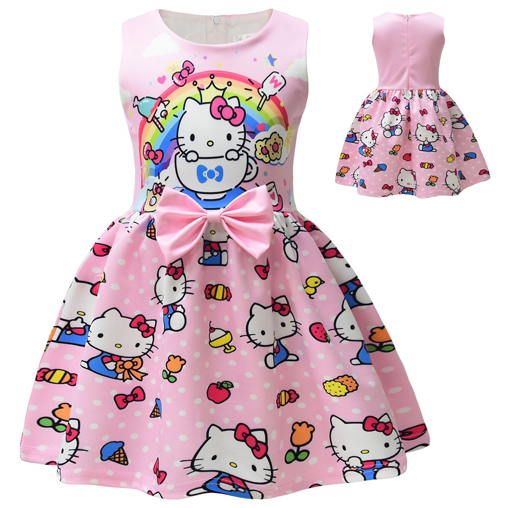 Hello Kitty Girl Dibujos Animados Arco Iris Vestidos Rosa Niños Gato ...