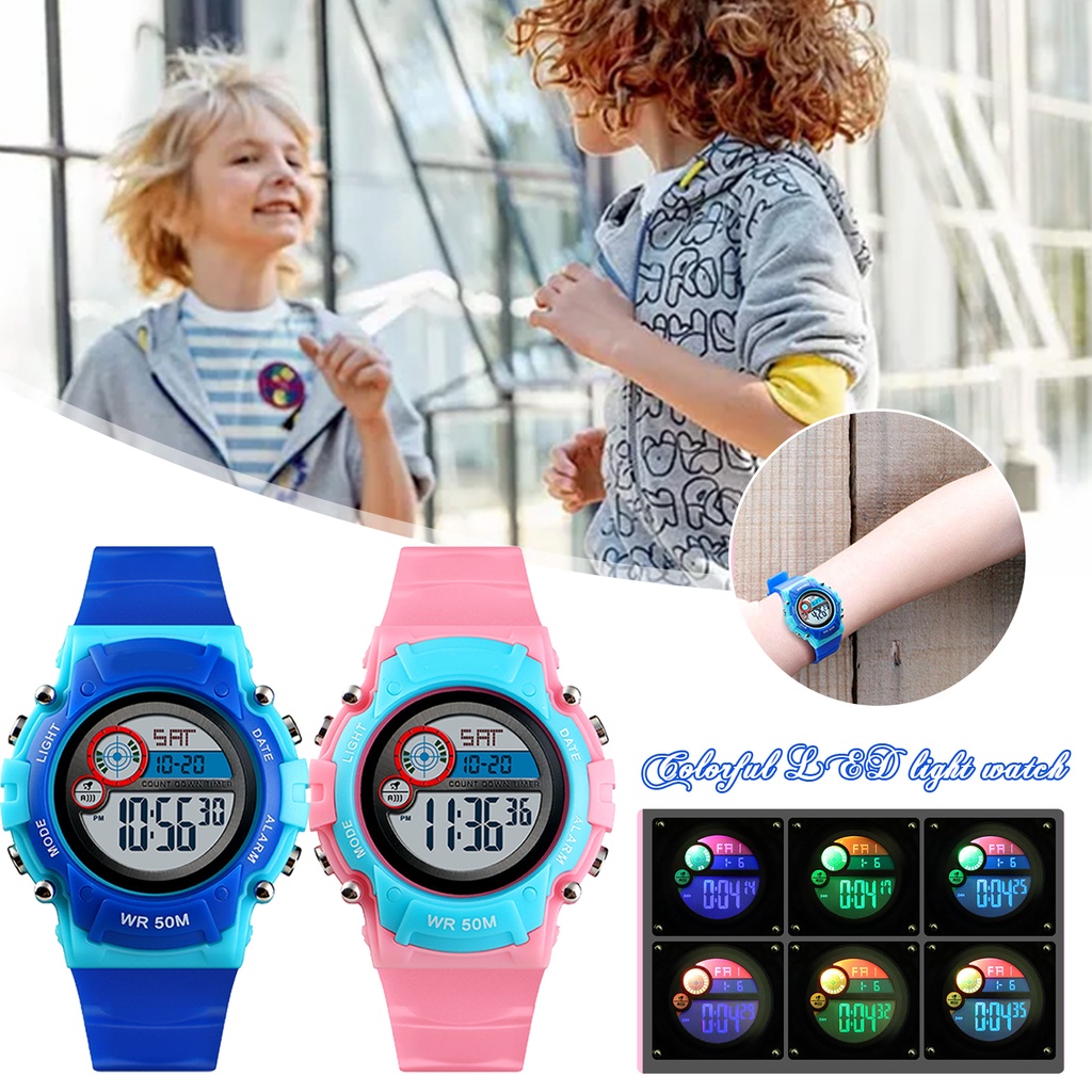 Relojes Para Niños Electrónica Reloj De Pulsera Esfera Redonda Luminosa ...