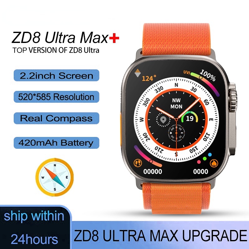 ZD8 Ultra MAX Plus Smartwatch Series 8 + 49mm Brújula 2.2 Pulgadas Pantalla HD 520 * 585 BT ...