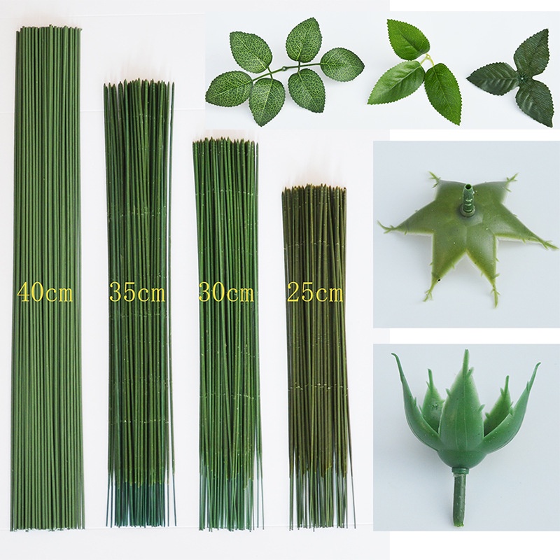 Palo Floral Alambre De Hierro Verde Plástico DIY Ramo Material De La ...