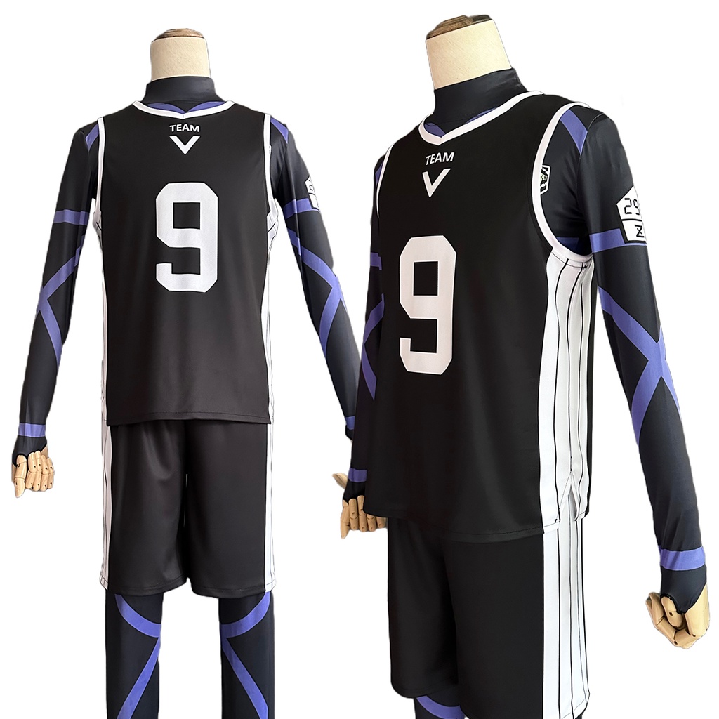 Blue Lock Anime Cosplay Disfraz Peluca Mikage Reo Nagi Camiseta Negra ...