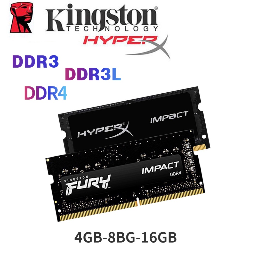 Memoria Para Portátil DDR3 DDR4 RAM Kingston Hyperx Fury 4GB 8GB 16GB 1600 2400 2600 3200MHz ...