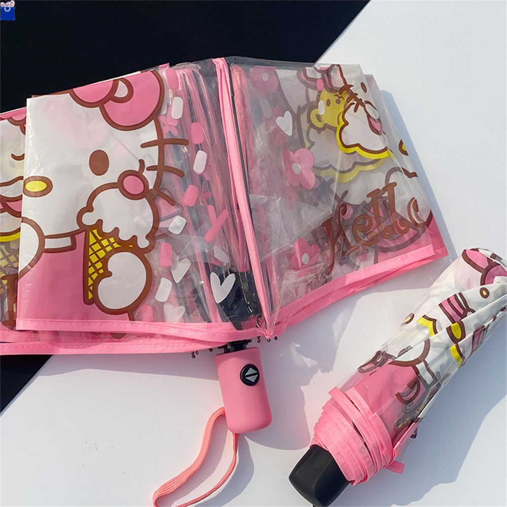 Paraguas plegable de plástico grueso transparente de Hello Kitty kuromi ...