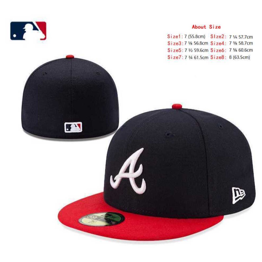 Gorra De Cubierta Completa mlb Sombrero Ajustable Atlanta Braves Hip ...