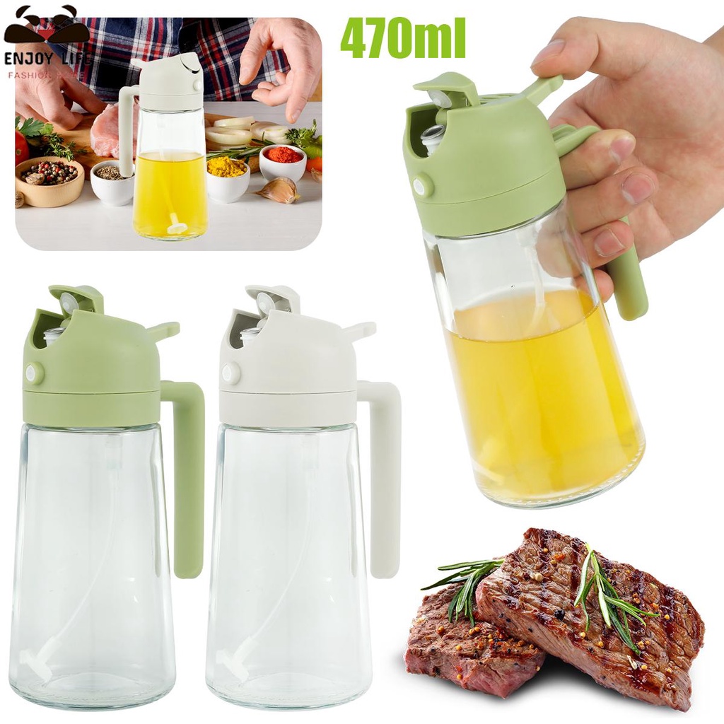 Botella Dispensadora De Aceite De Oliva 2 En 1 Pulverizador Vidrio Transparente Y Contenedor ...