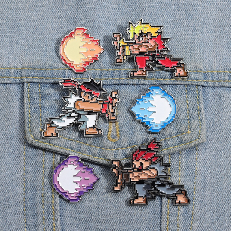 Cartoon Street Fighter Enamel Pins Fighting Arcade Game Brooch Anime ...