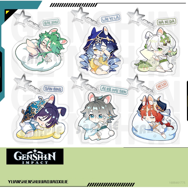 Ag Genshin Impact Llavero Anime Acrílico Lindo Bolso Colgante Dibujos
