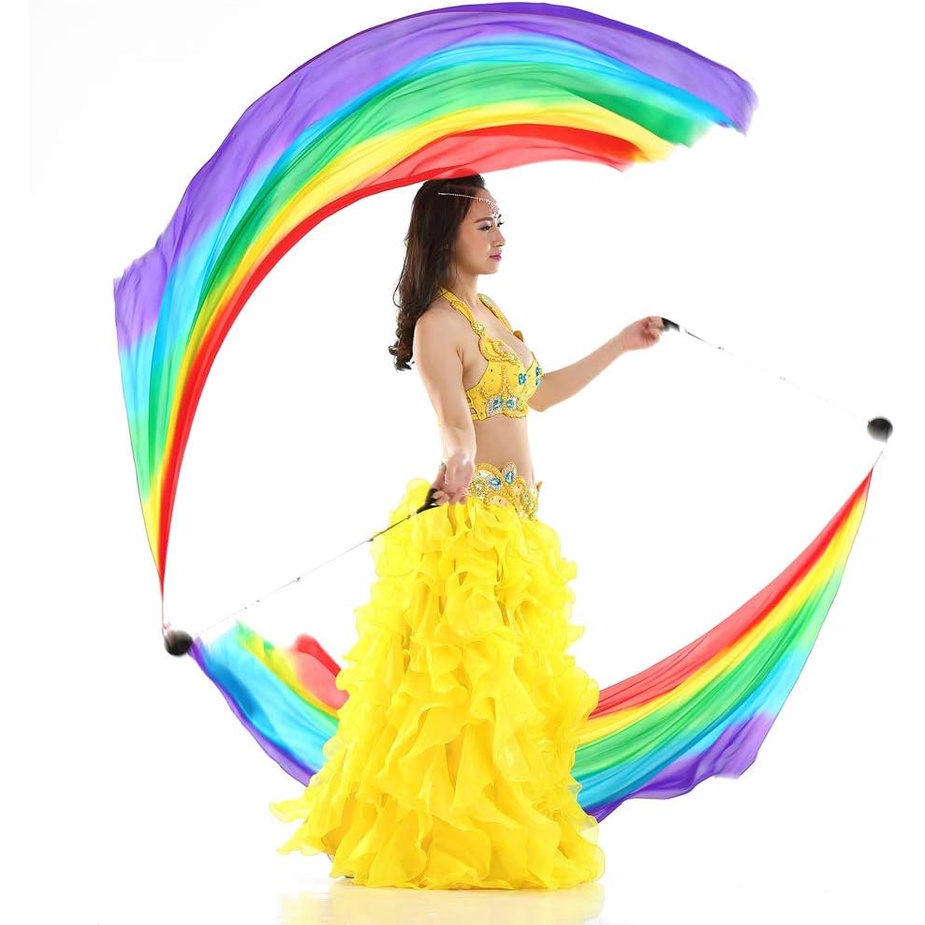 2Pcs Velo De Seda Con Poi Ball Belly Dance Streamer Pelota De ...