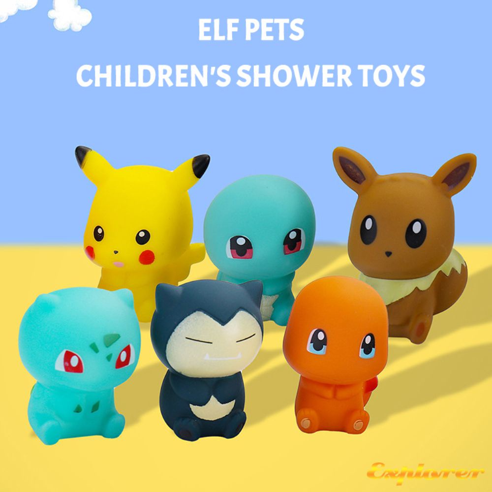 6PCS Lindo Pokemon Niños Bebé Baño Juguetes Pikachu Bulbasaur ...