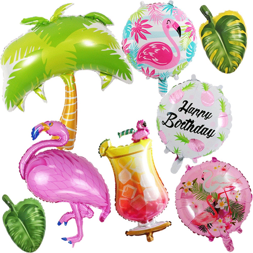 Globo De Papel De Aluminio Flamingo 18 Pulgadas Redondo Hawaiano ...