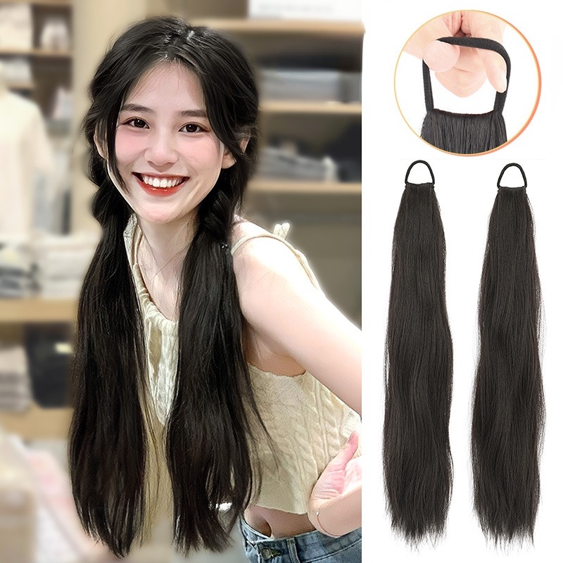 Pelo Largo Simulación Natural Personas Atadas Recto Doble Cola De ...