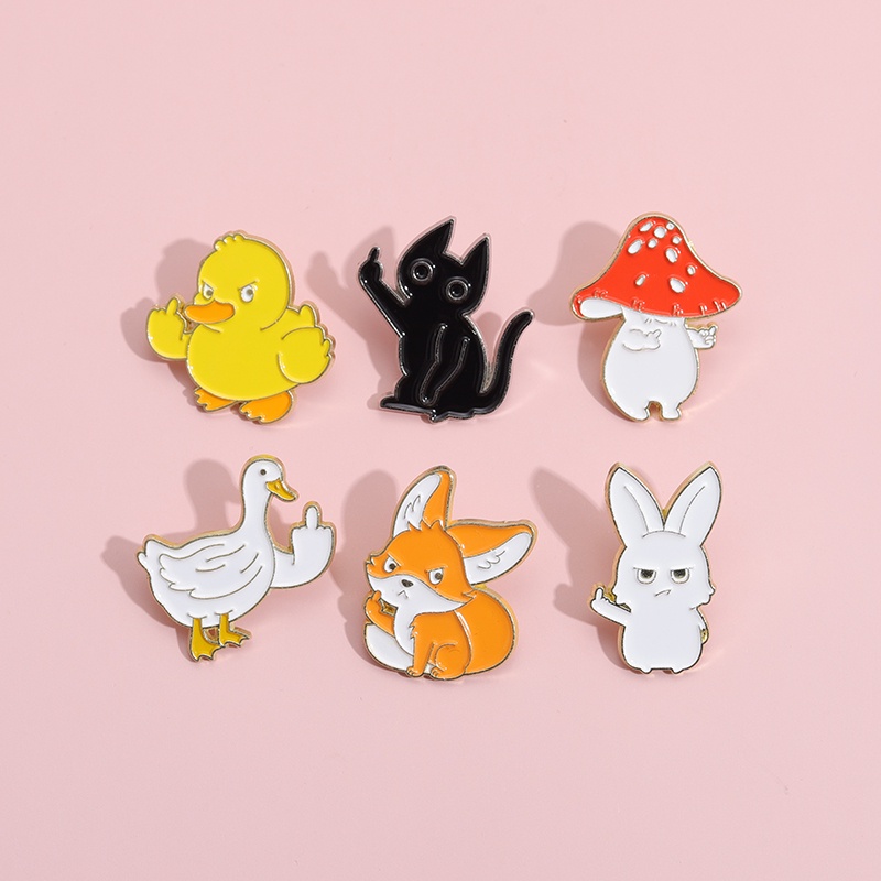 Broche De Gato De Animales De Dibujos Animados Conejo Zorro Esmalte ...