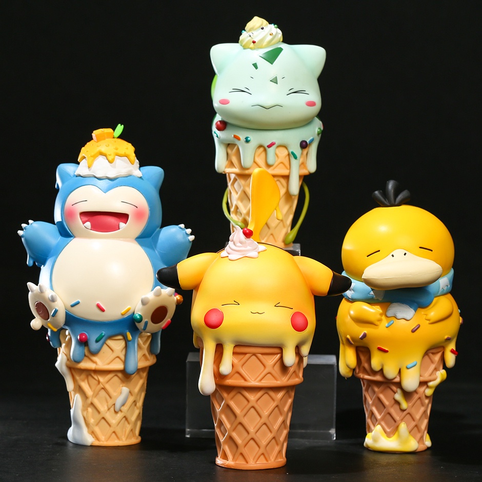 Pokemon Psyduck Bulbasaur Snorlax Pikachu Ice Cream Series 14cm Figura ...