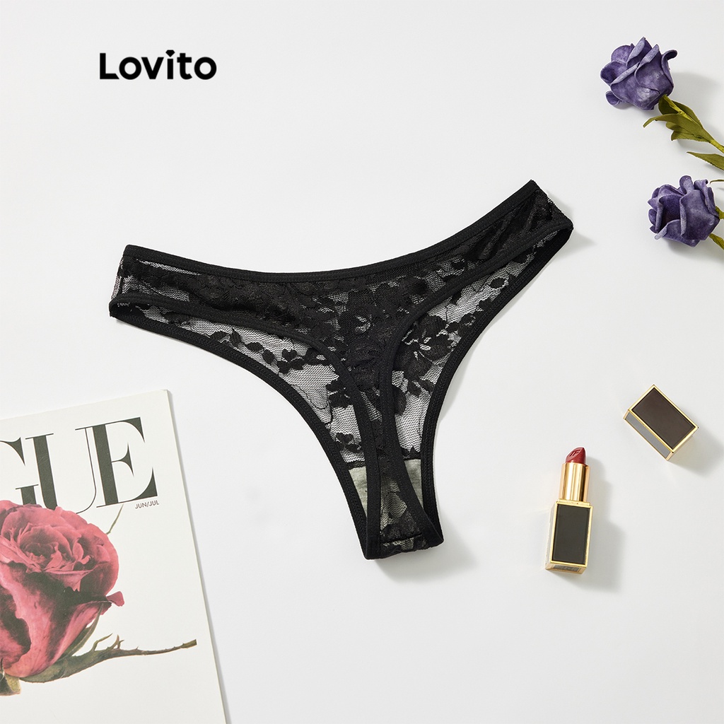 Lovito Sexy Floral See Through Tangas De Encaje Para Mujer L50ad187
