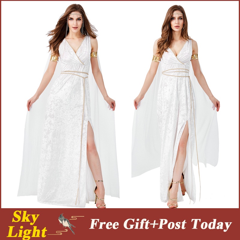 Disfraz De Cosplay De Diosa Griega Sexy Vestido Blanco Para Mujeres ...