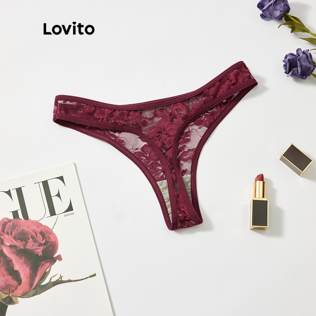 Lovito Sexy Floral See Through Tangas De Encaje Para Mujer L50ad187