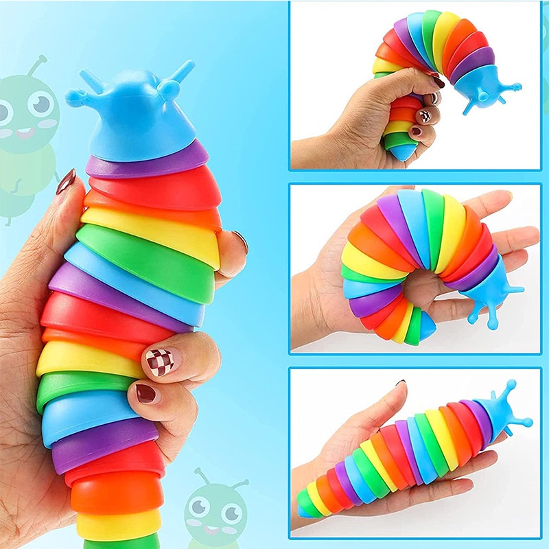 Divertido Fidget Slugs Articulado Sensorial Slug Juguete Realista ...