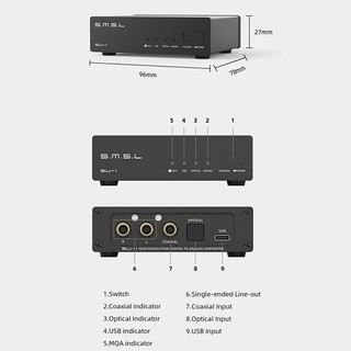 SMSL SU-1/SU1 Alta Resolución USB MQA Audio Decktop DAC | Shopee México