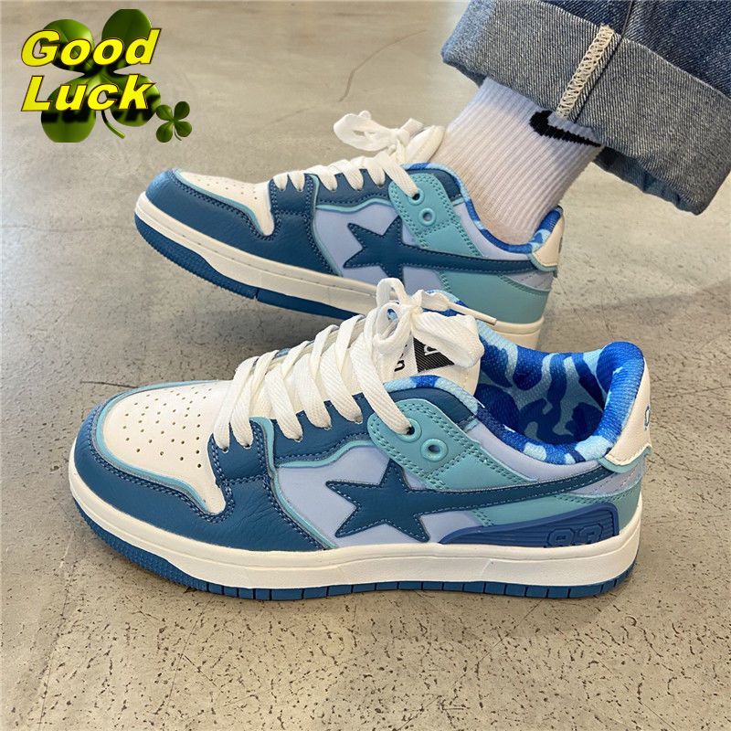 Original Bape Sta Low-Top Azul Zapatos De Las Mujeres De Tenis Preppy ...