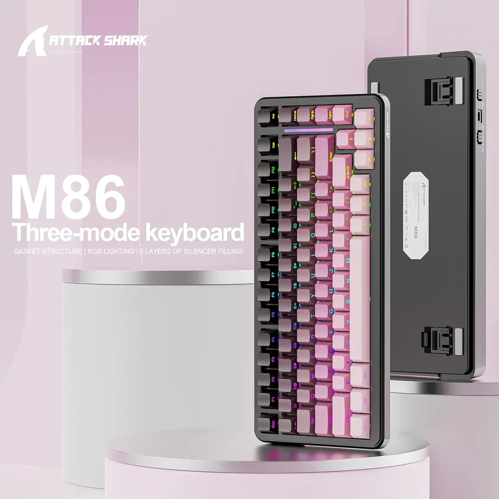 Attack Shark M86 RGB Teclado Mecánico Inalámbrico Bluetooth Lateral Tallado E-Sports Juego Tecla ...