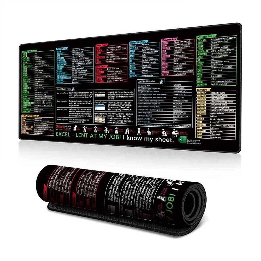 Excel Shortcuts Cheat Sheet Office Mouse Pad Keyboard Mats Desk Giant ...