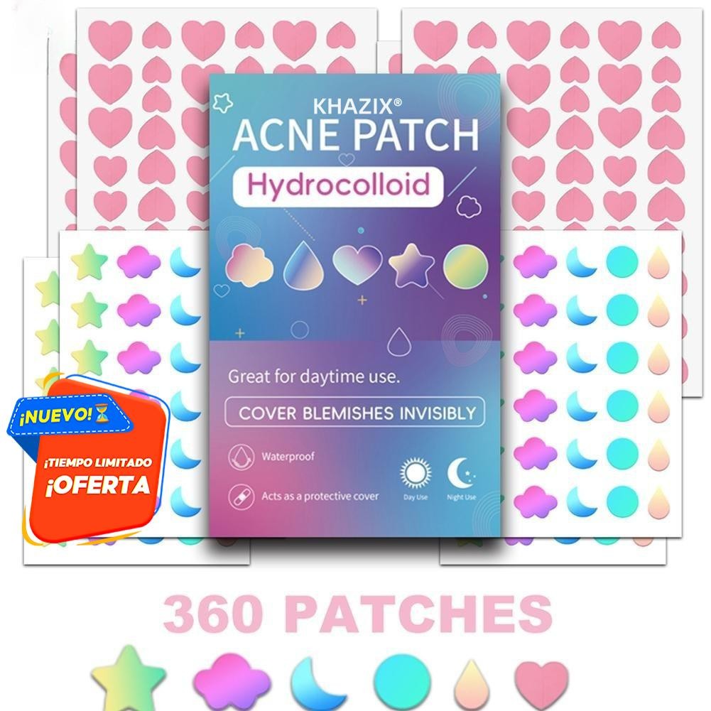 Paquete de 360 parches para acné: cinco colores, grandes, con estrellas ...