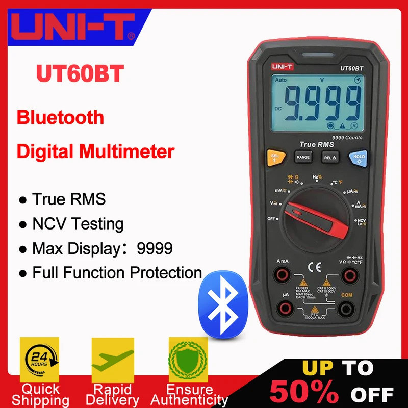 Uni-t ut60s Inteligente Multímetro Digital ut60bt Bluetooth multímetro true RMS 1000V AC DC ...
