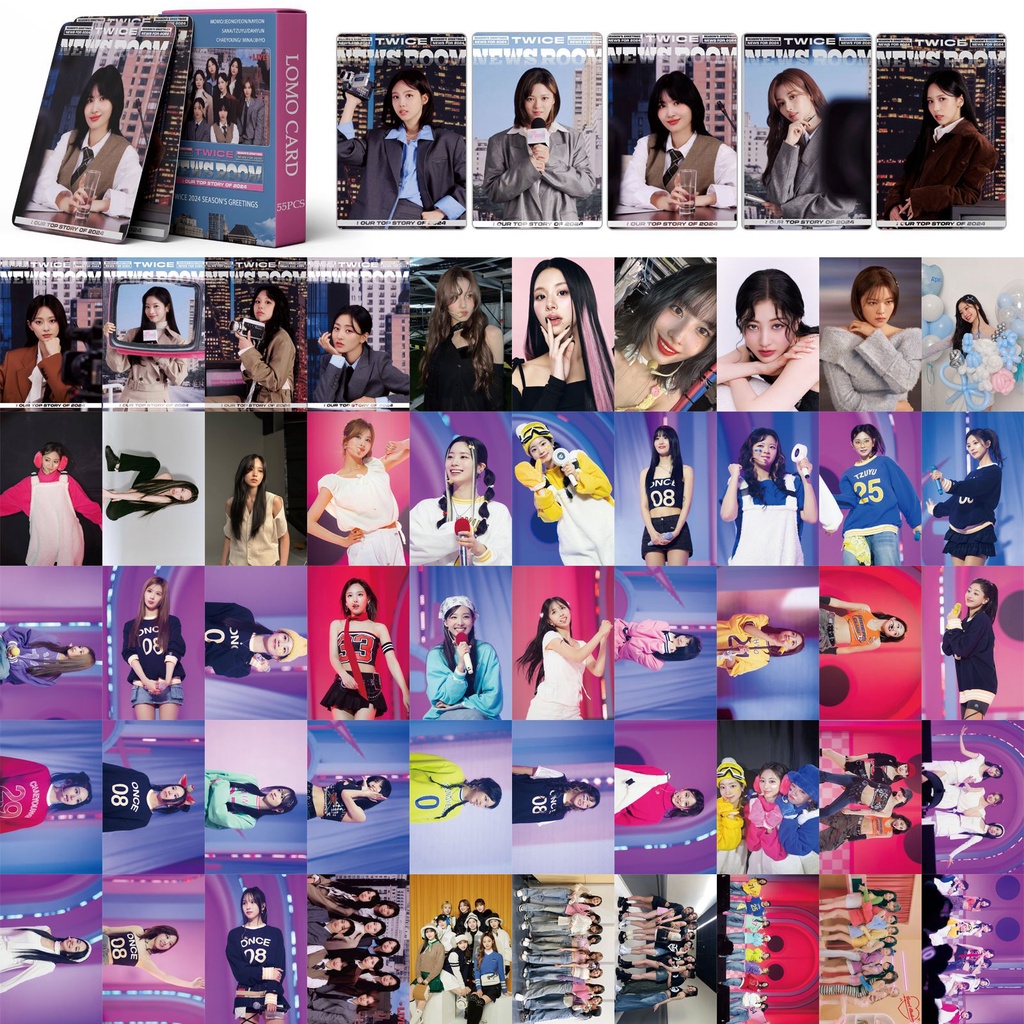 55pcs TWICE Lomo cards NEWS ROOM Album JAPAN SEASON'S GREETINGS 2024 Circuit24 Photocards MISAMO ...