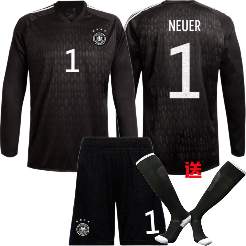 Uniforme de portero N ° 1 Neuer jersey Alemania portero negro de manga ...