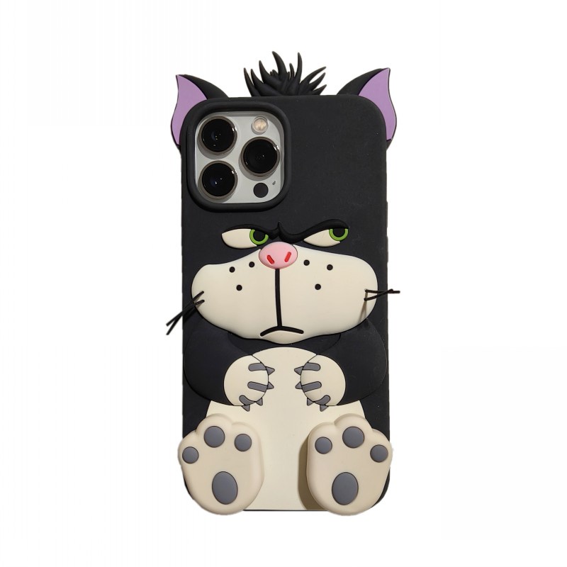 Funda De Silicona Con Soporte De Gato Lucifer De Dibujos Animados 3D ...