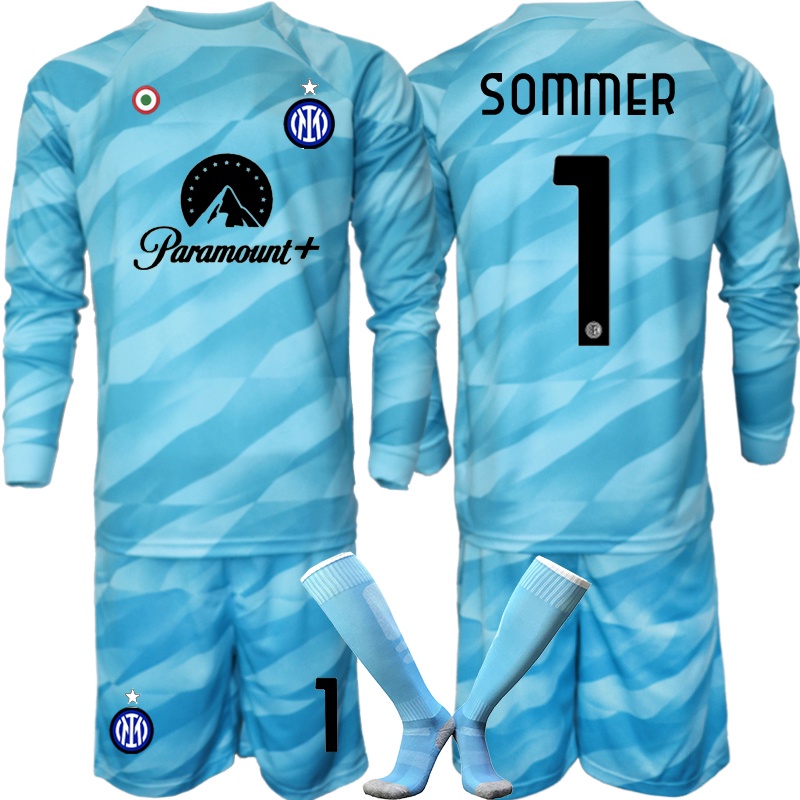 Uniforme de portero de fútbol N ° 1 Sommer camisa Inter azul de portero ...