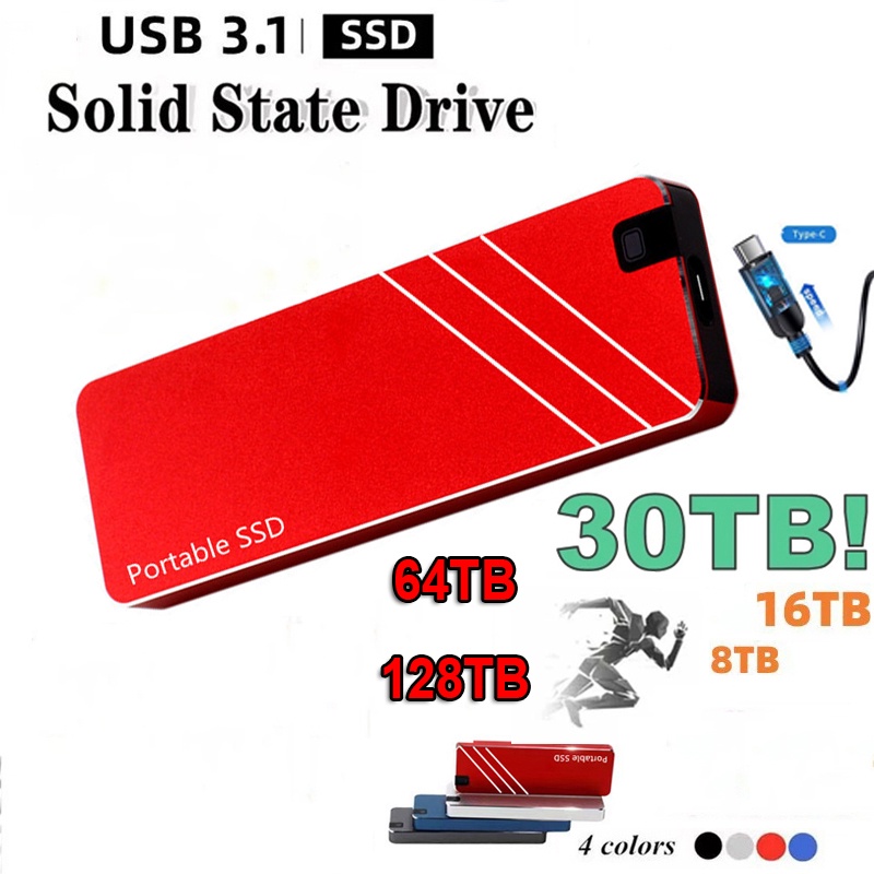 Disco Duro SSD Portátil Tipo-C/USB3.1 Unidad De Estado Sólido Móvil Externa 1TB 2TB 8TB 16TB ...