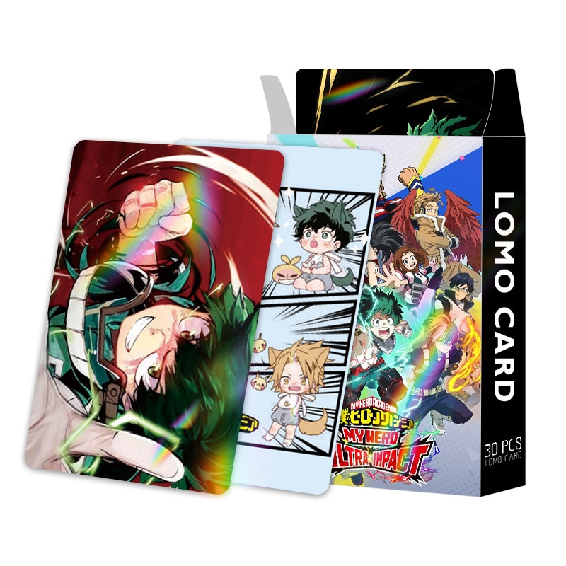 30pcs My Hero Academy GENSHIN Personaje Holograma Láser Lomo Tarjetas ...