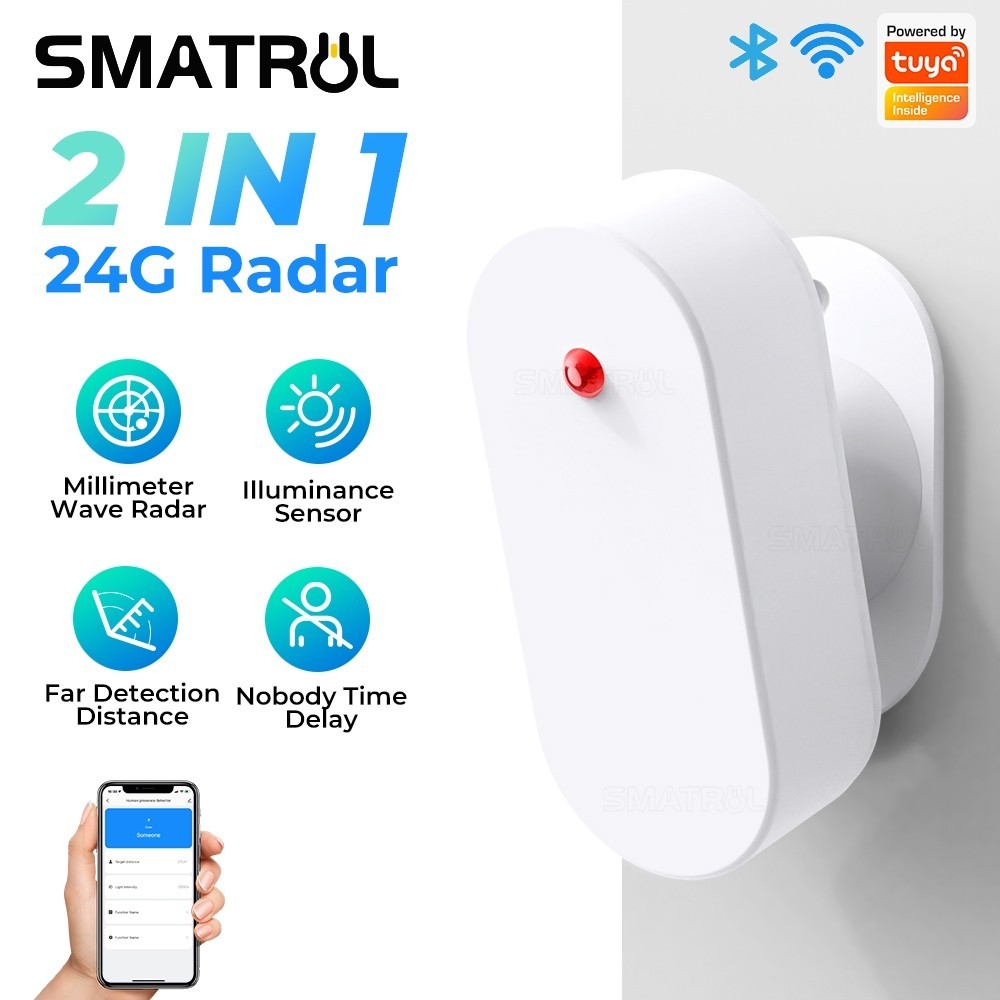SMATRUL 24G WIFI Tuya Detector De Presencia Humana Luminancia Detección ...